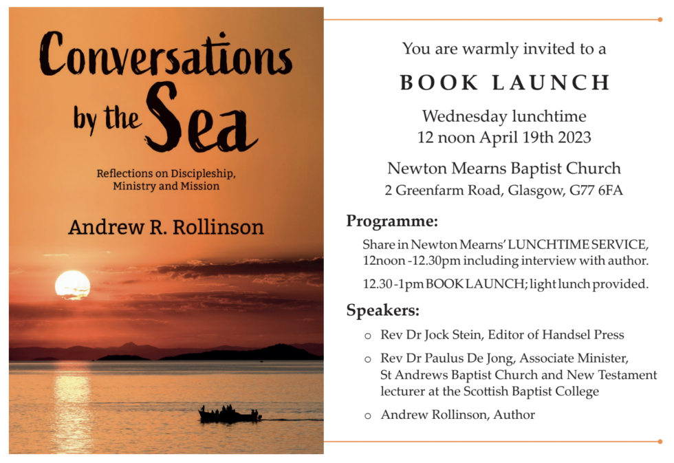 'Conversations by the Sea'; Book Launch by Andrew Rollinson - Baptist ...