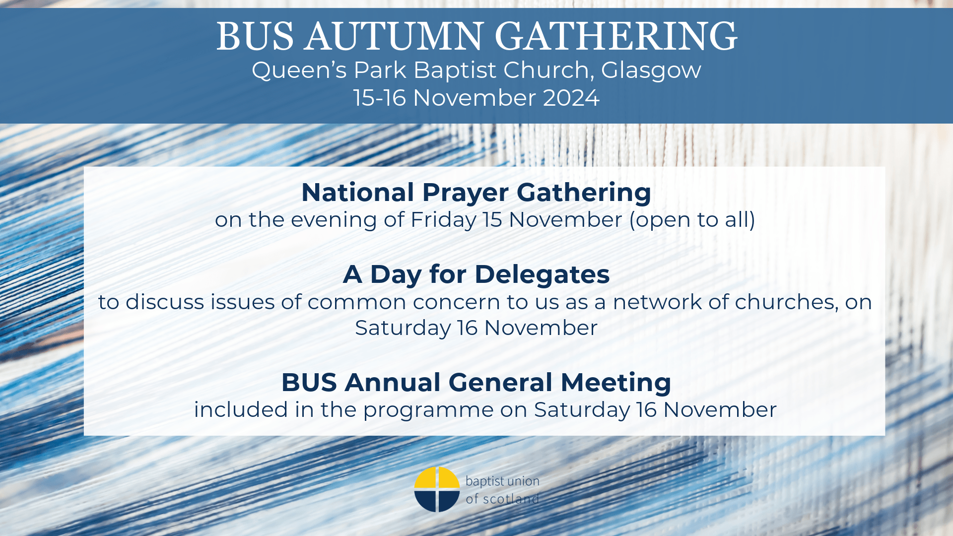 BUS Autumn Gathering - Baptist Union of Scotland